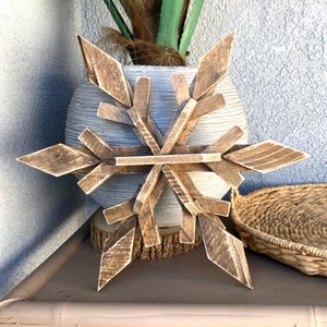 Large Brown Rustic Wooden Snowflake, Rustic Holiday Decor, Christmas ...