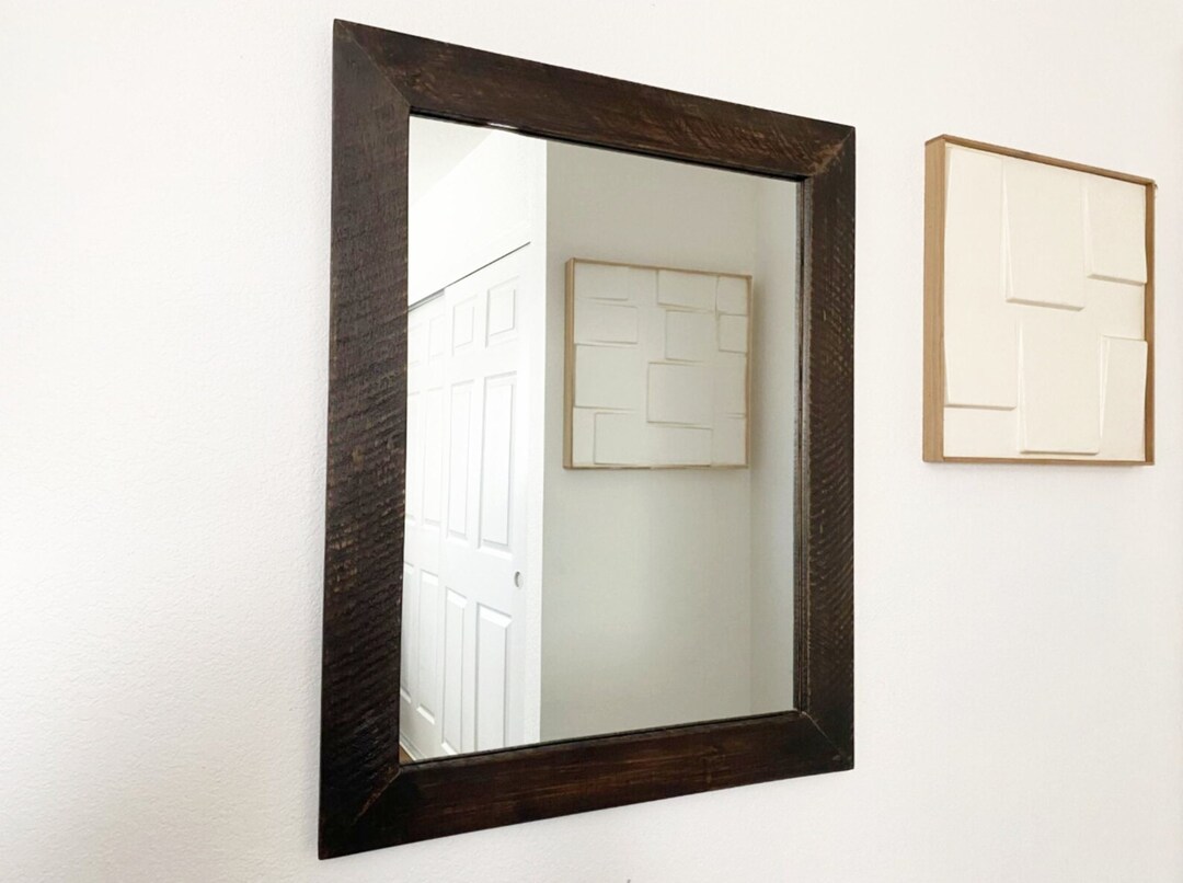 Large Upcycled Mirror W/ Reclaimed Wood Frame, Rustic Wooden Wall ...