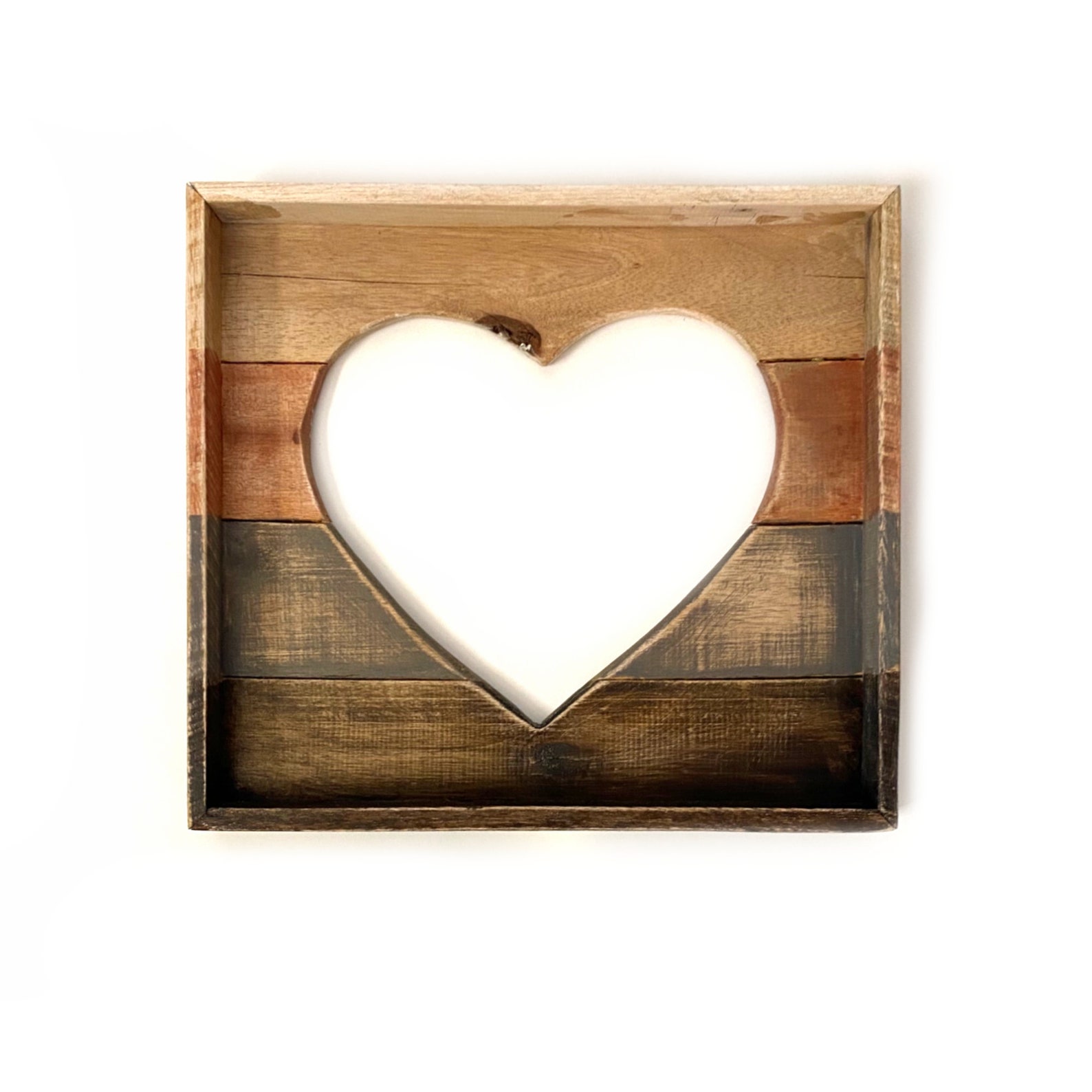 Rustic Wooden Wall Art With Heart Shaped Cut Out, Reclaimed Wood Heart ...