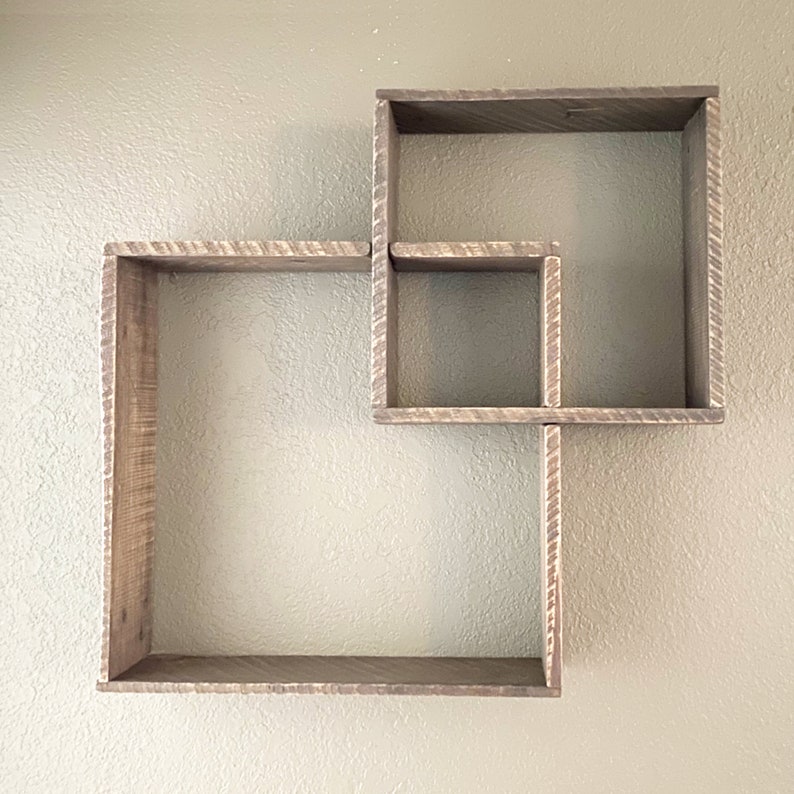 Contemporary Rustic Wood Interlocking Square Shelving Until in - Etsy