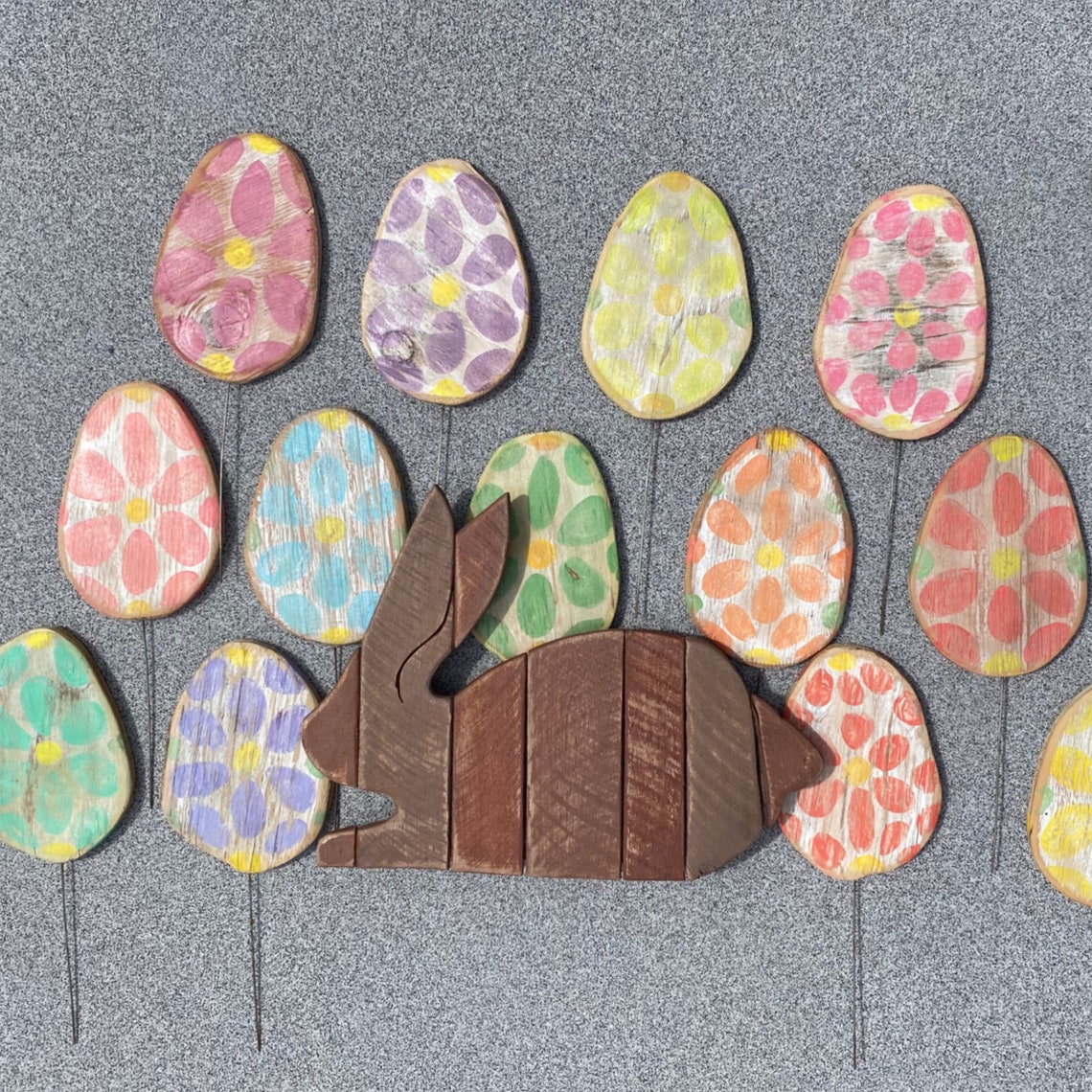 Rustic Wooden Easter Bunny, Easter Bunny Wood Carving for Spring Decor ...