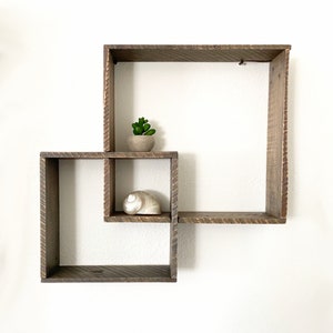 Contemporary Rustic Wood Interlocking Square Shelving Until in Gray ...