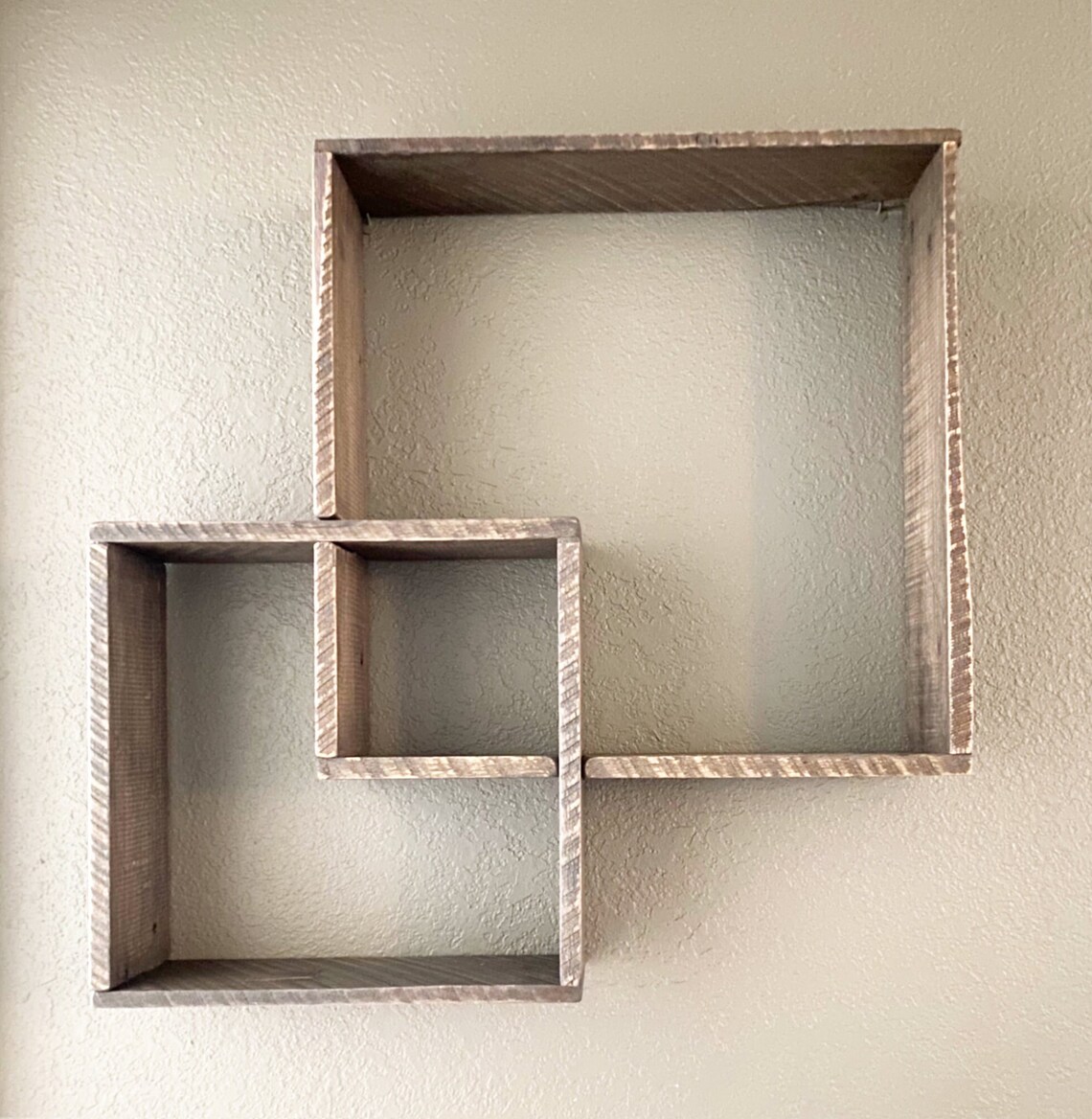 Contemporary Rustic Wood Interlocking Square Shelving Until in Gray ...