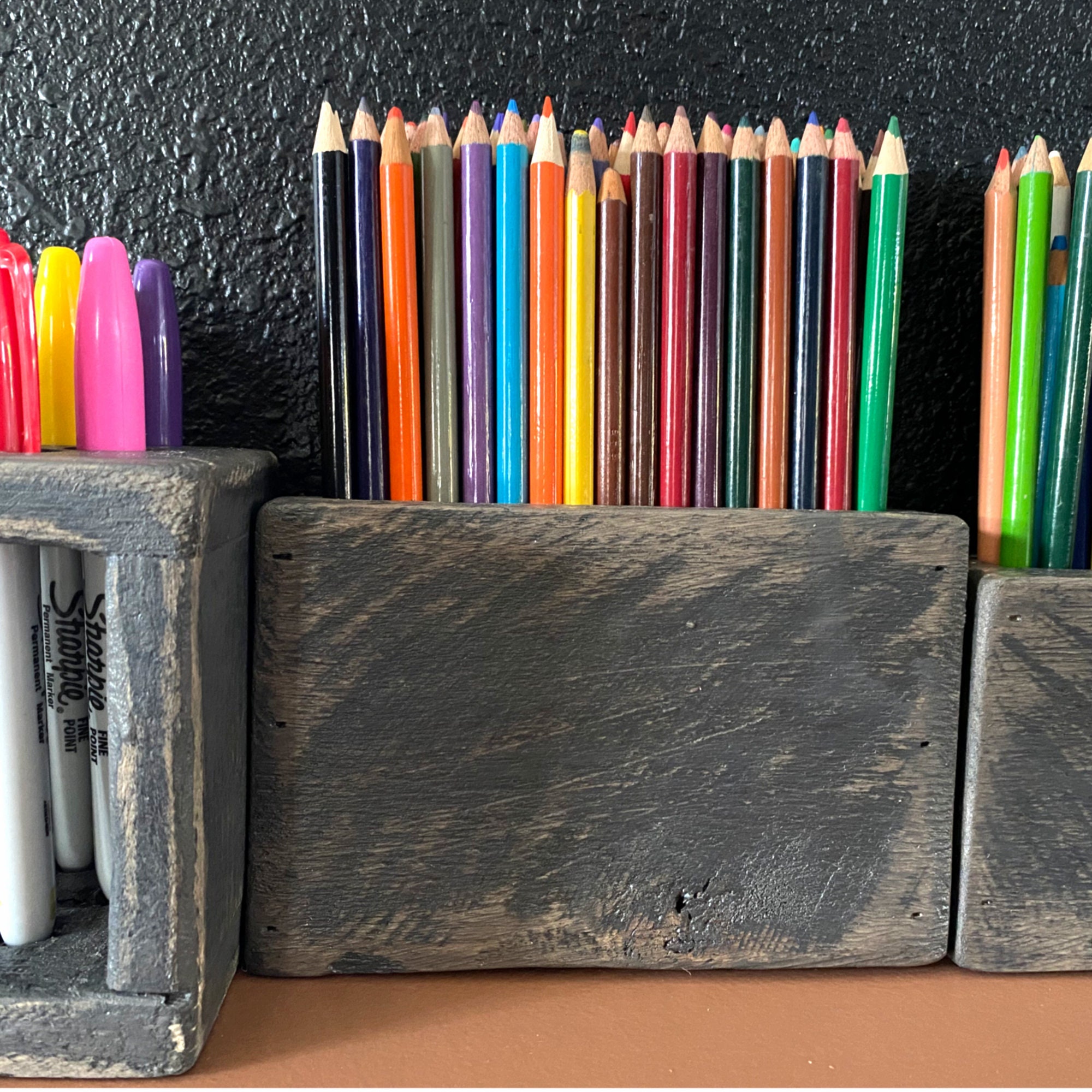 Contemporary Rustic Desk Organizer, Modern Rustic Wood Desk Organizer ...