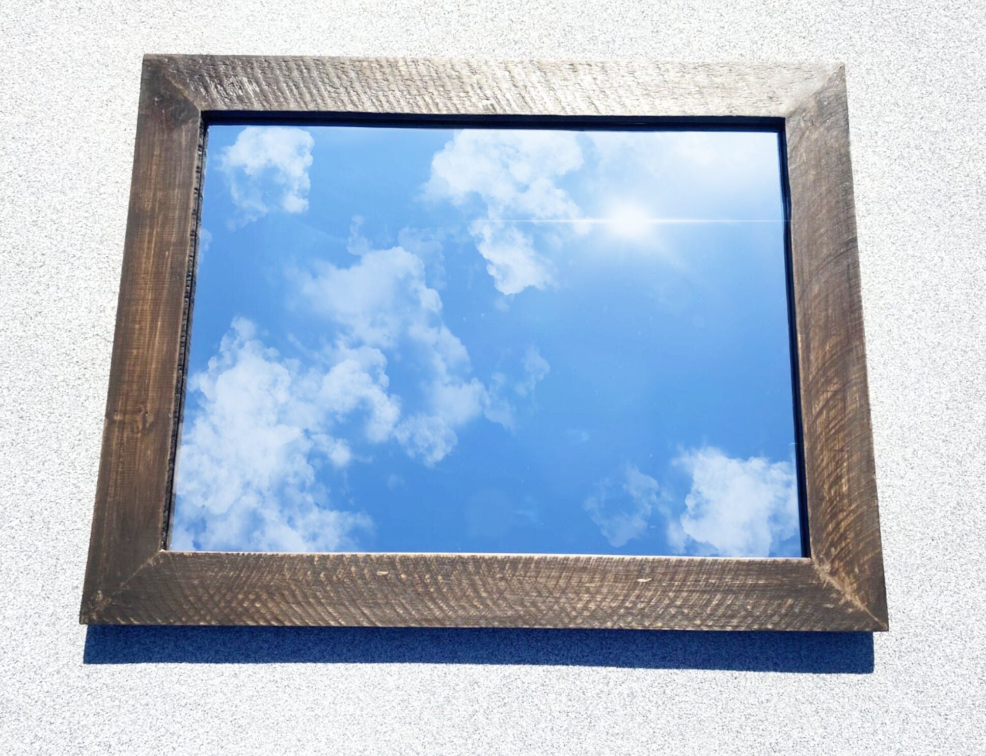 Large Upcycled Mirror W/ Reclaimed Wood Frame, Rustic Wooden Wall ...