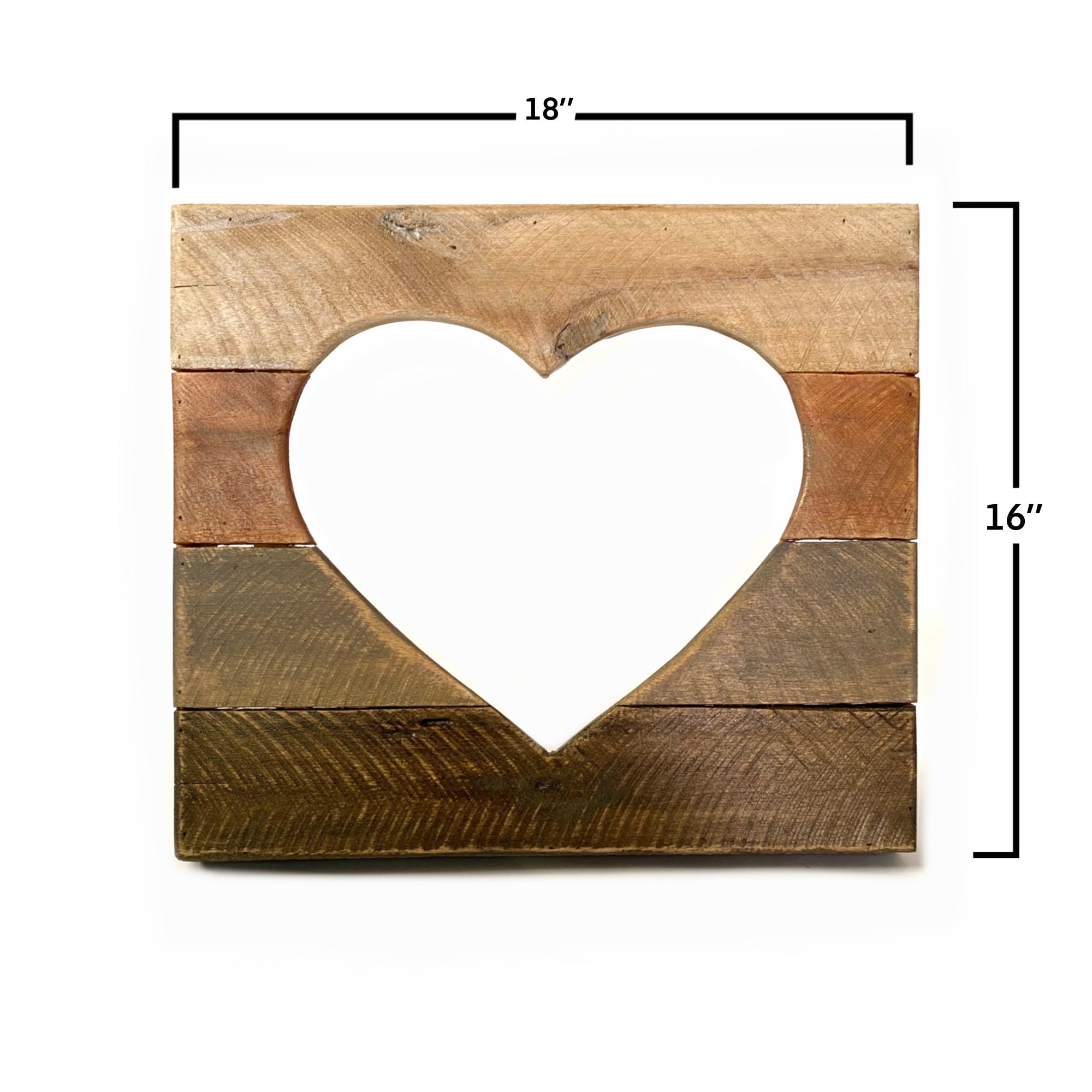 Rustic Wooden Wall Art With Heart Shaped Cut Out, Reclaimed Wood Heart ...