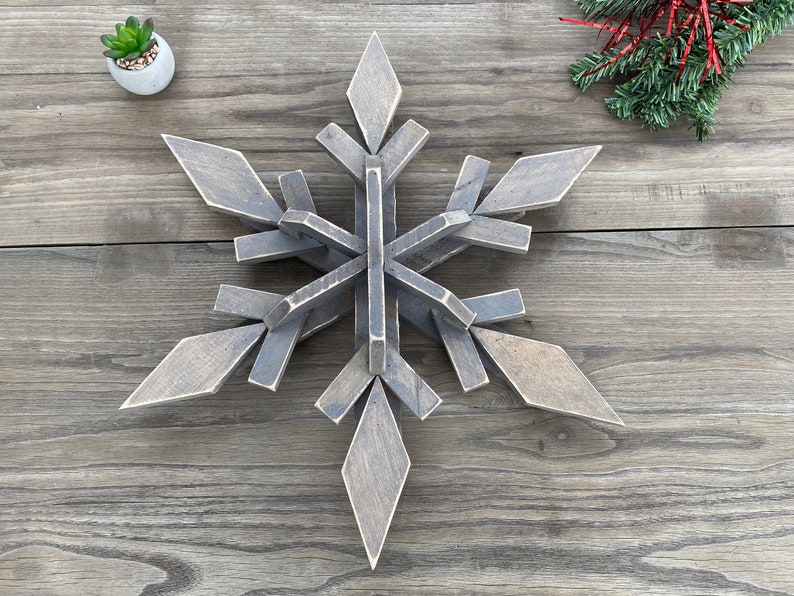 Rustic Wooden Snowflake Handcrafted Holiday Charm With Custom Colors ...