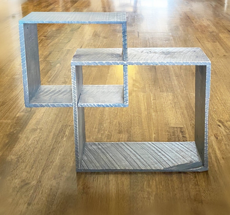 Contemporary Rustic Wood Interlocking Square Shelving Until in - Etsy