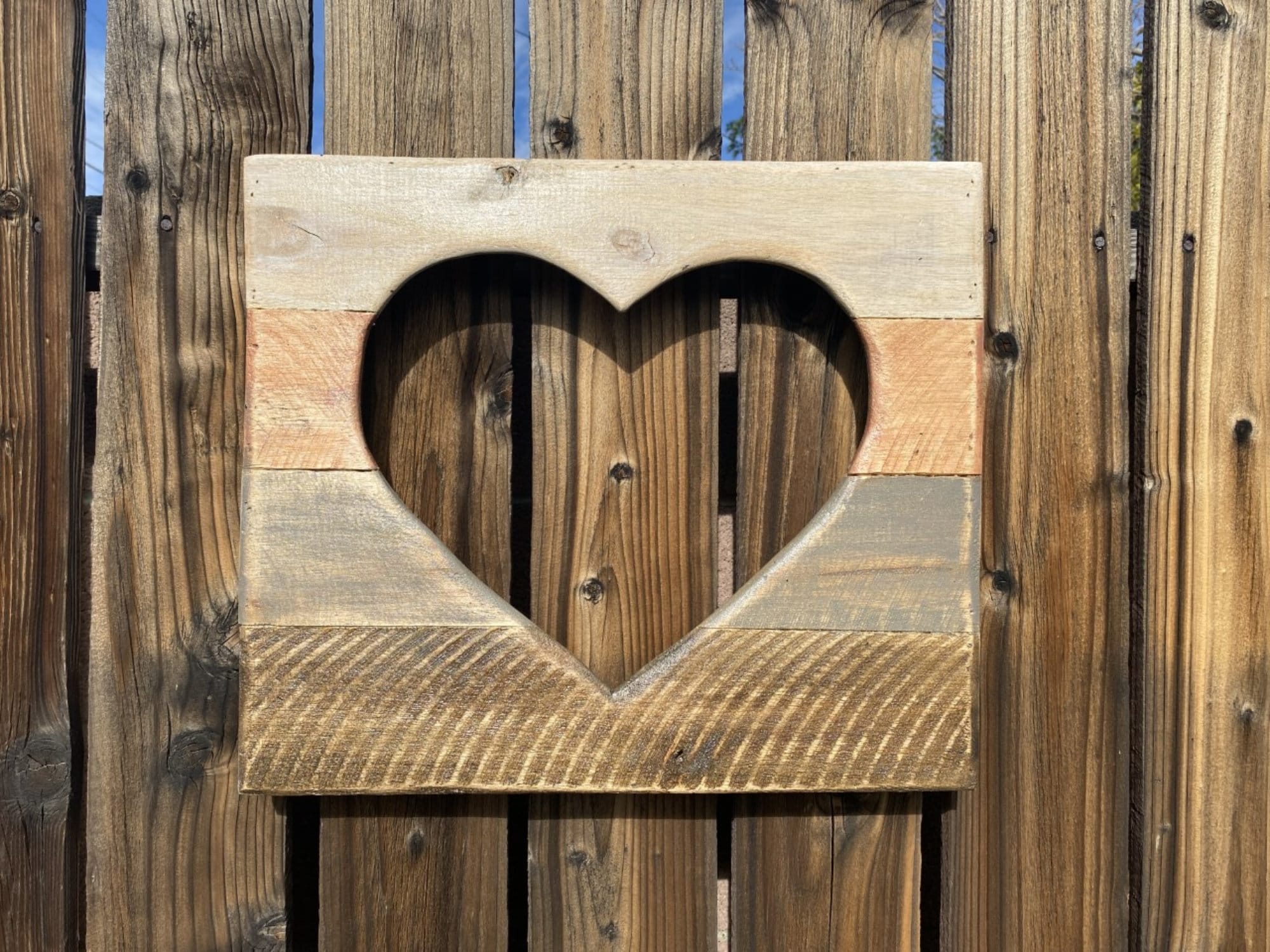 Rustic Wooden Wall Art With Heart Shaped Cut Out, Reclaimed Wood Heart ...