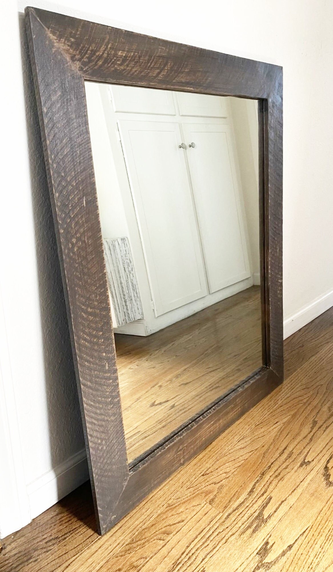 Large Upcycled Mirror W/ Reclaimed Wood Frame, Rustic Wooden Wall ...