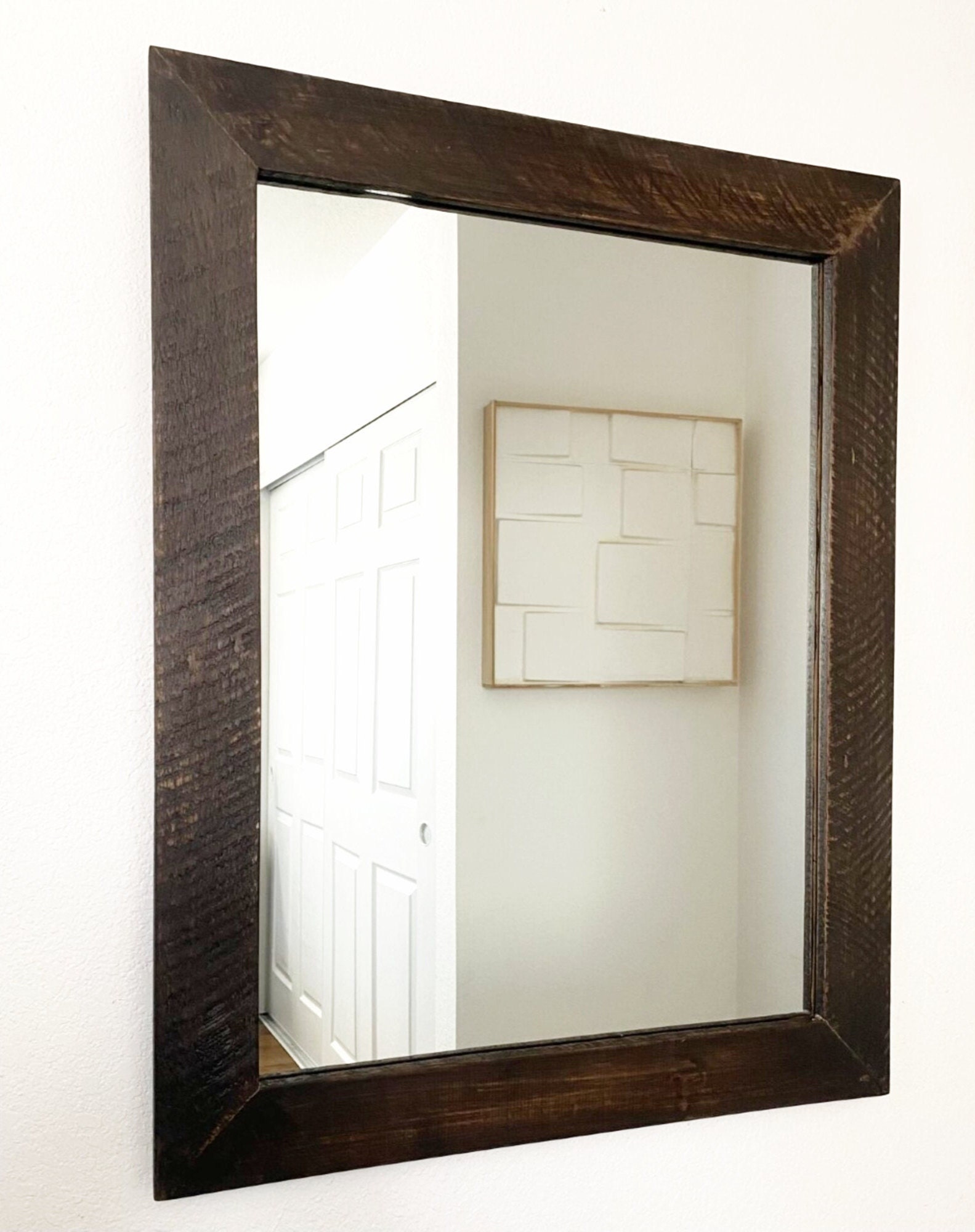 Large Upcycled Mirror W/ Reclaimed Wood Frame, Rustic Wooden Wall ...