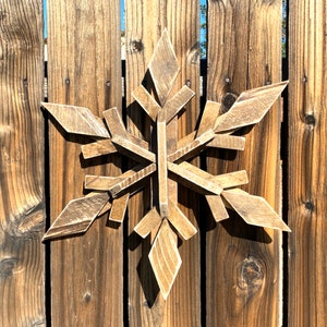Large Brown Rustic Wooden Snowflake, Rustic Holiday Decor, Christmas ...