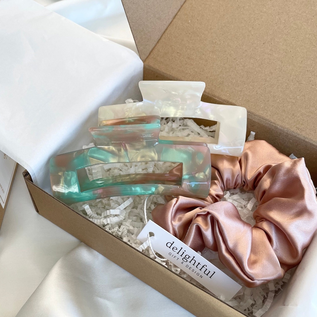3-pack Scrunchy + Hair Clip SET, Rose Gold Hair Accessory Gift Set With ...