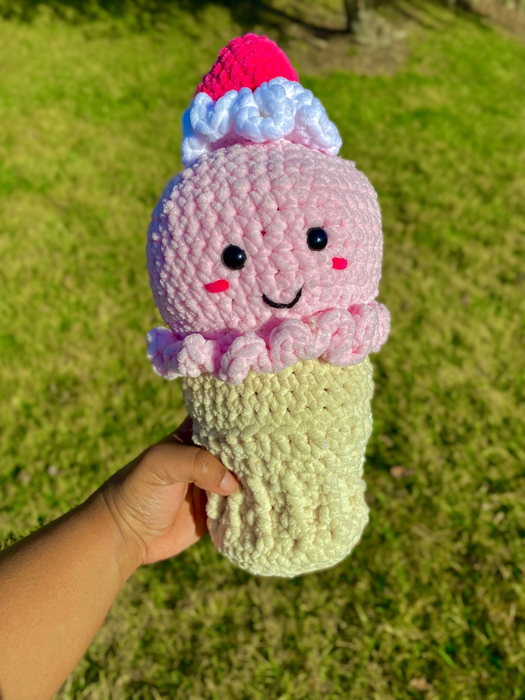 Crochet Ice Cream Plushie Crochet Stuffed Animal Handmade Toy Play Food ...
