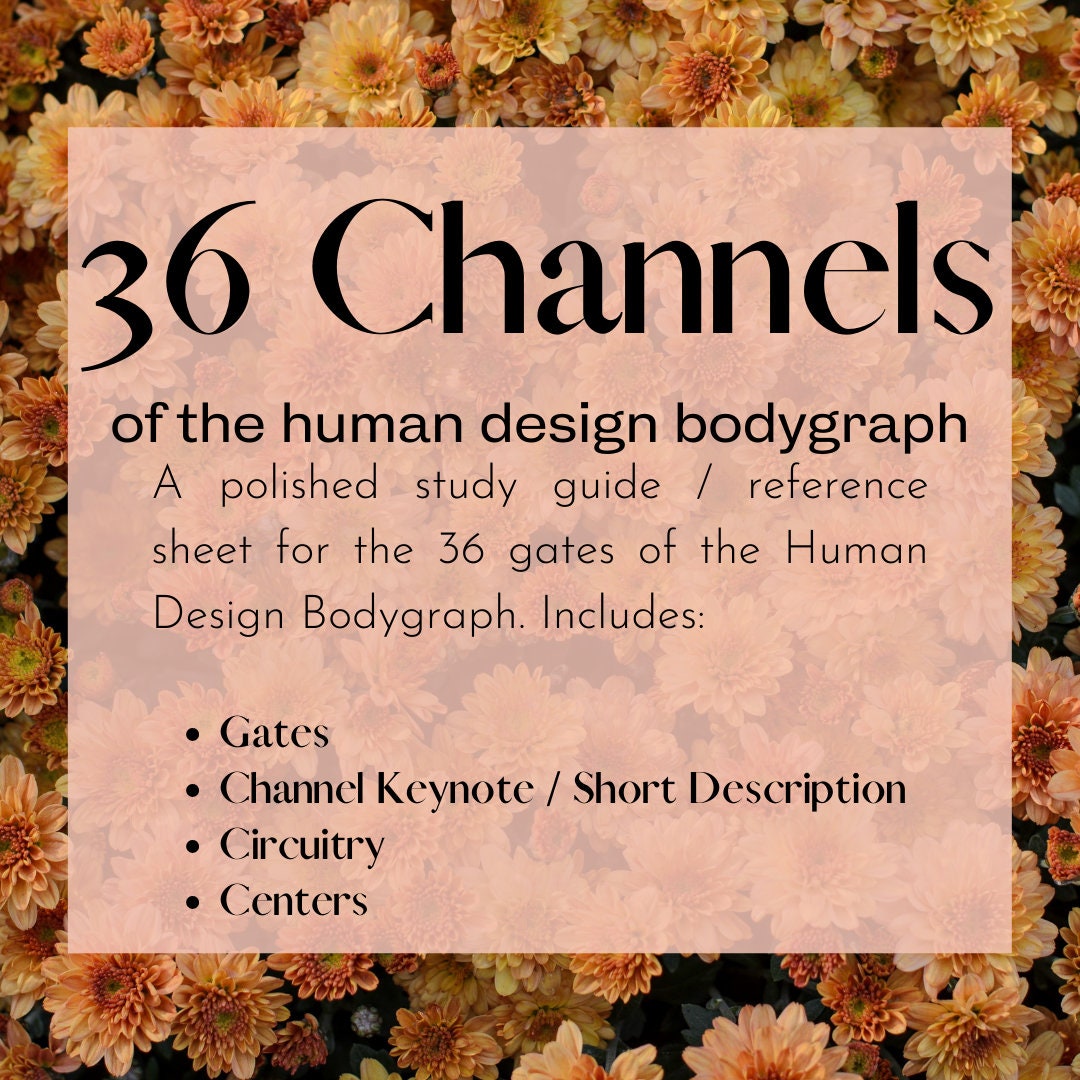 36 Channels Human Design 36 Channels of the Bodygraph - Etsy