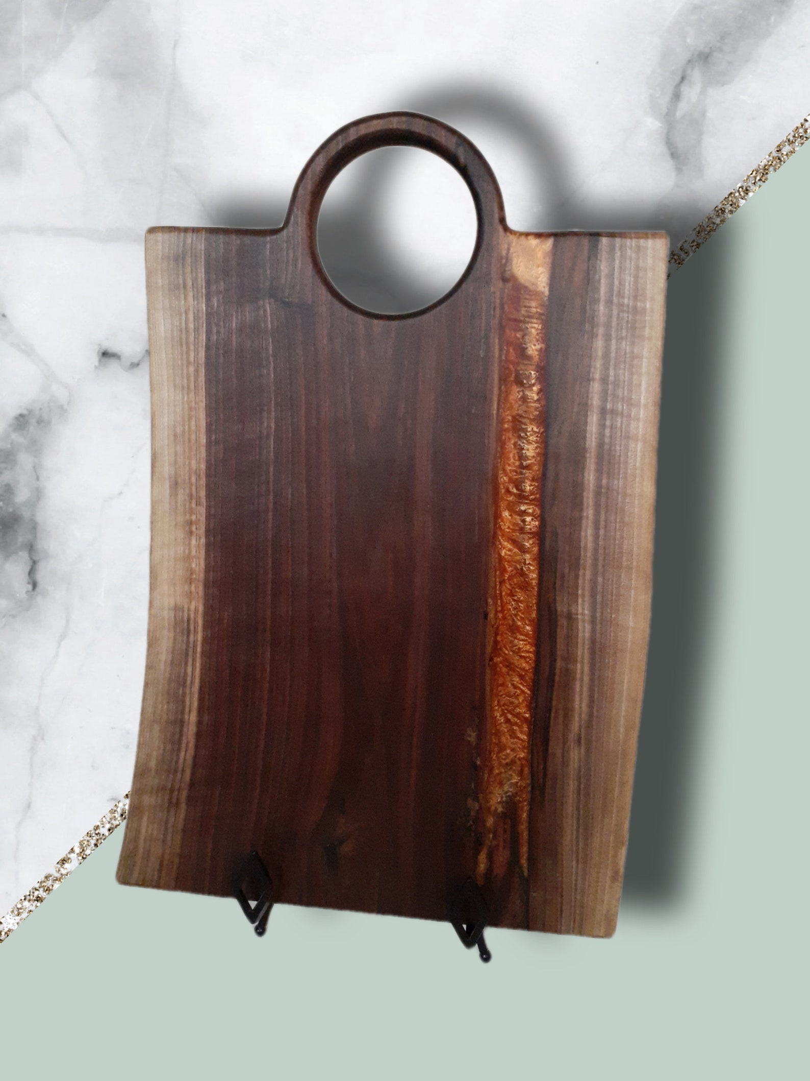 Solid Black Walnut Charcuterie Board With Modern Round Handle - Etsy