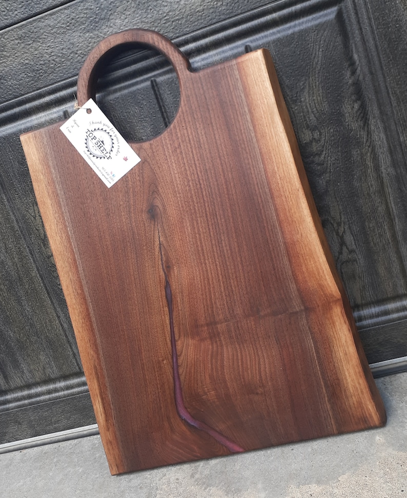 Solid Black Walnut Charcuterie Board With Modern Round Handle - Etsy