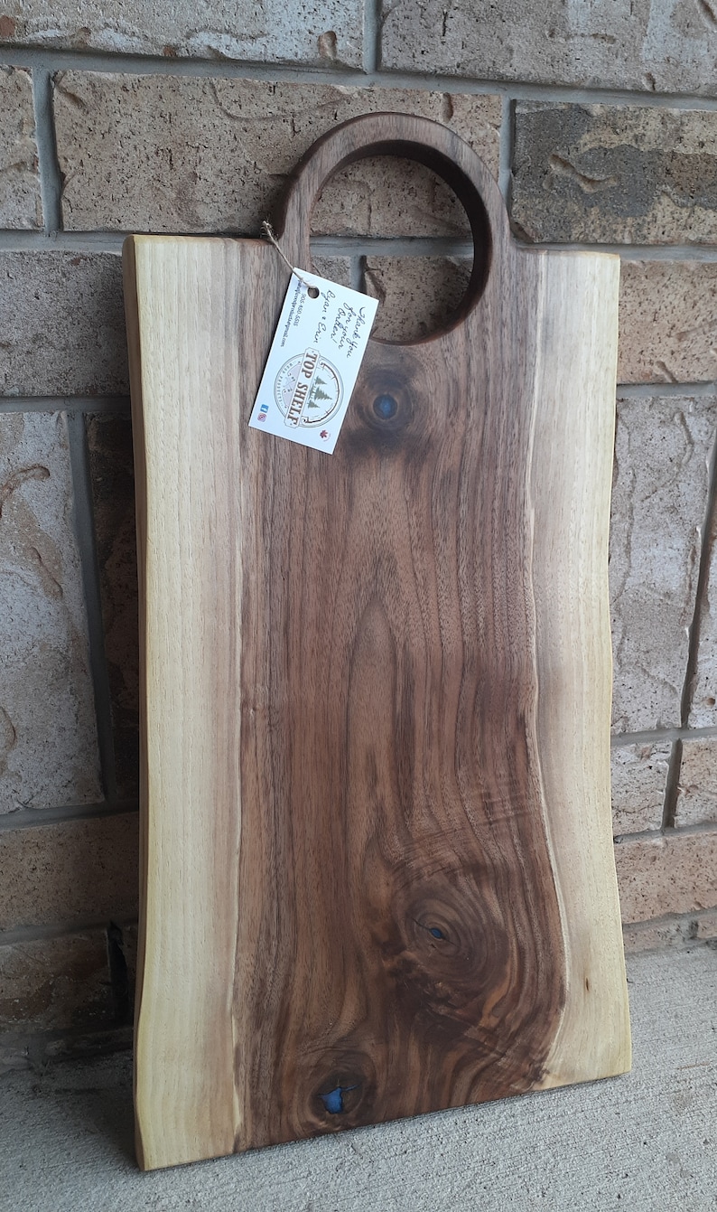 Solid Black Walnut Charcuterie Board With Modern Round Handle - Etsy