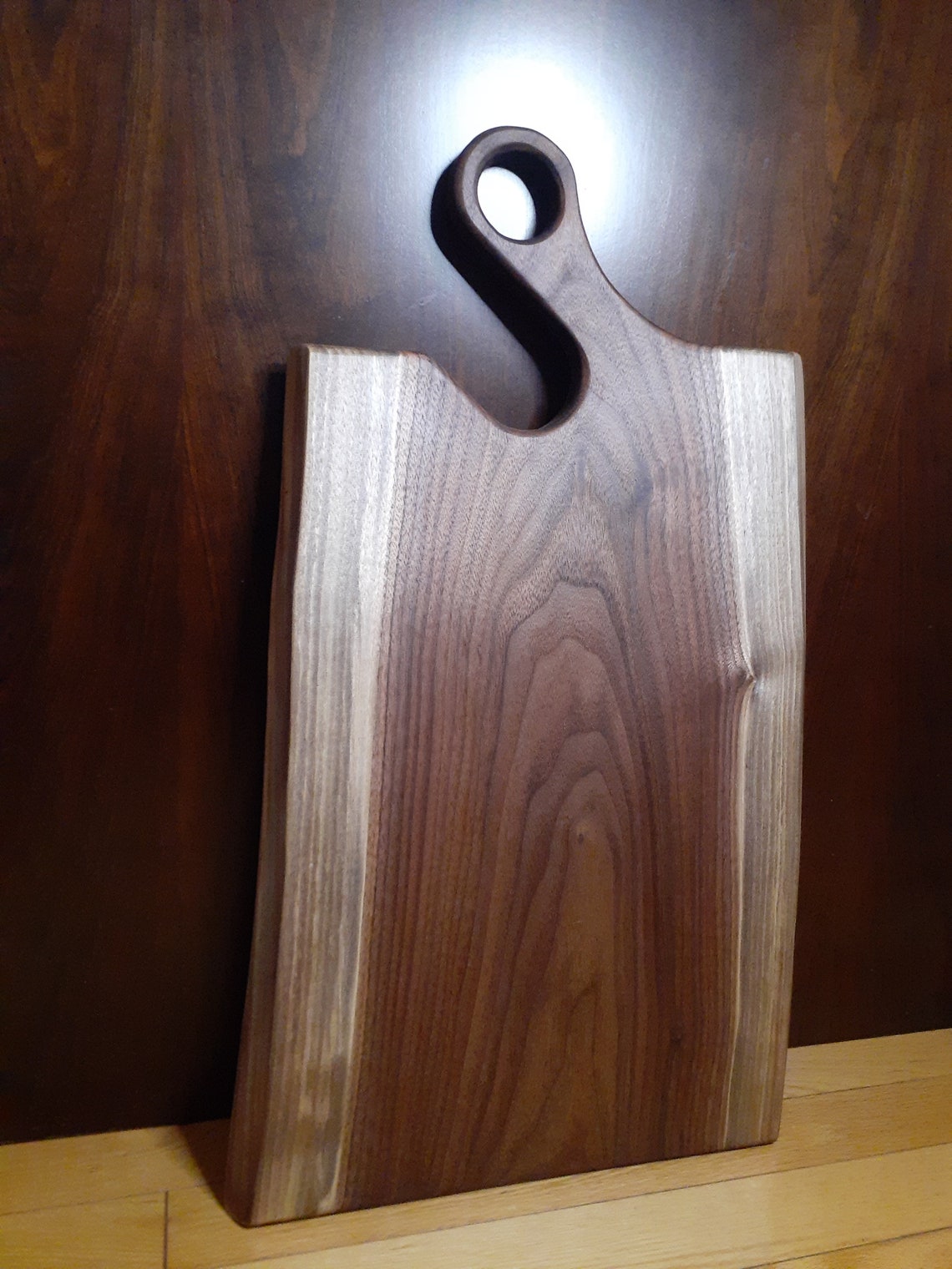 Solid Black Walnut Charcuterie Board With Curved Round Handle - Etsy