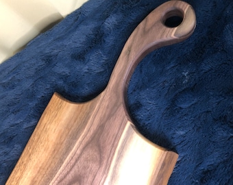 Solid Black Walnut Charcuterie Board With Modern Round Handle - Etsy UK