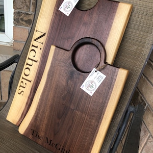 Solid Black Walnut Charcuterie Board With Modern Round Handle - Etsy