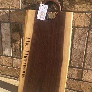 Solid Black Walnut Charcuterie Board With Modern Round Handle - Etsy