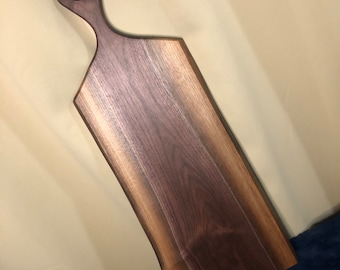 Solid Black Walnut Charcuterie Board With Modern Round Handle - Etsy