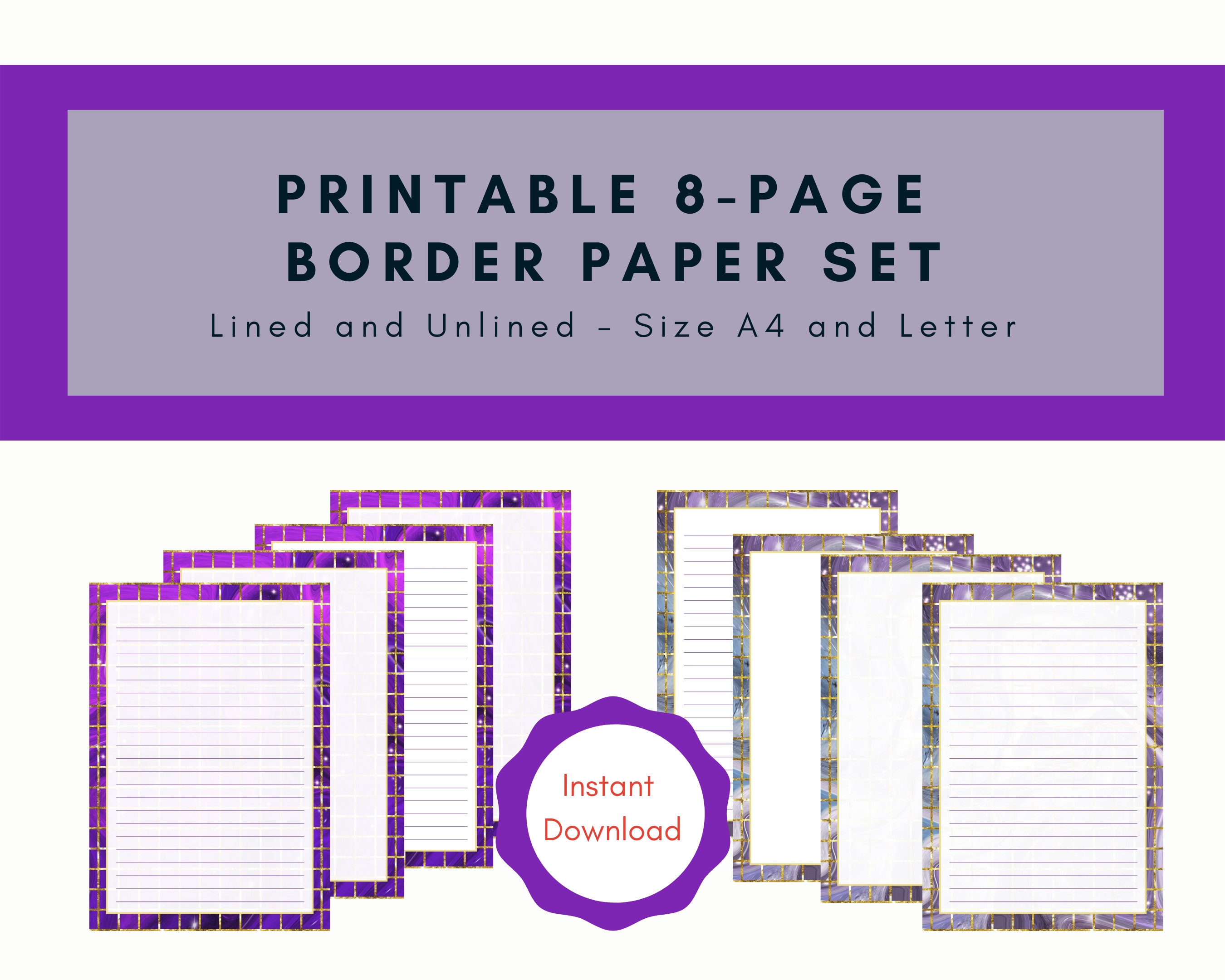 Printable Paper "marble Grid" | Lined and Unlined | A4 and Letter ...