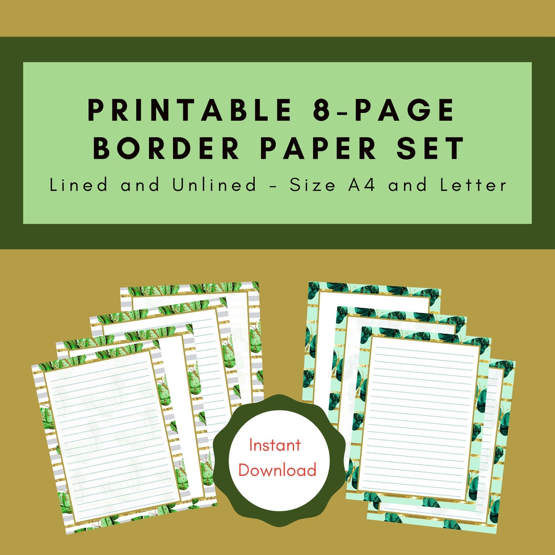 Printable Paper With Butterfly | Lined and Unlined | A4 and Letter ...