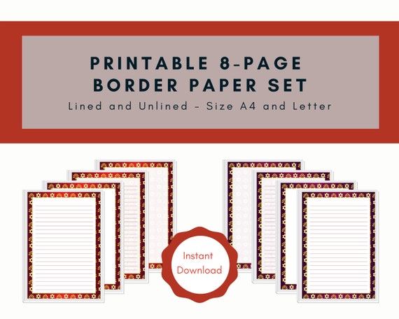 Printable Paper shells and Stars Lined and | Etsy