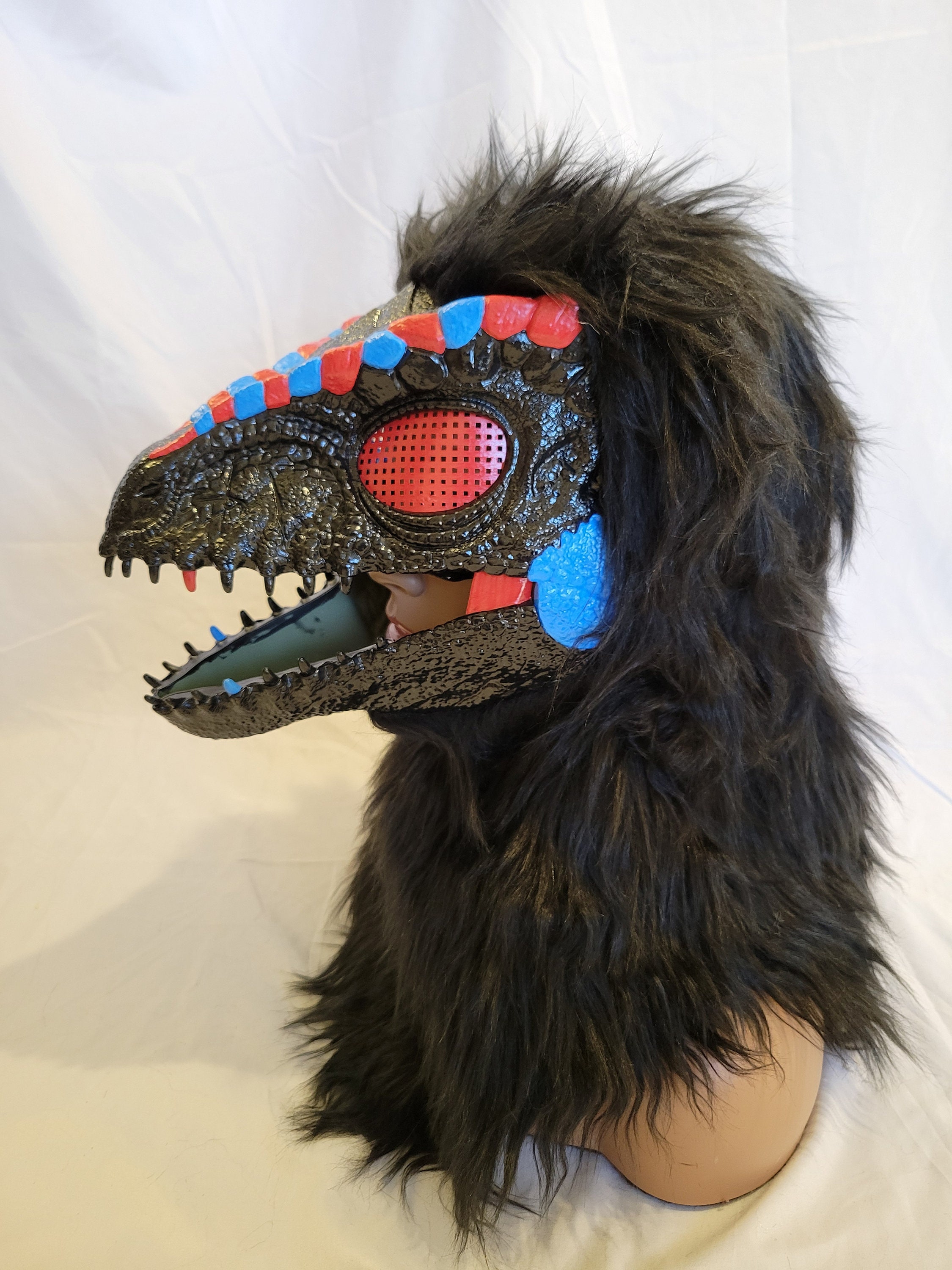 Dinosaur Mask Painted Furred - Etsy