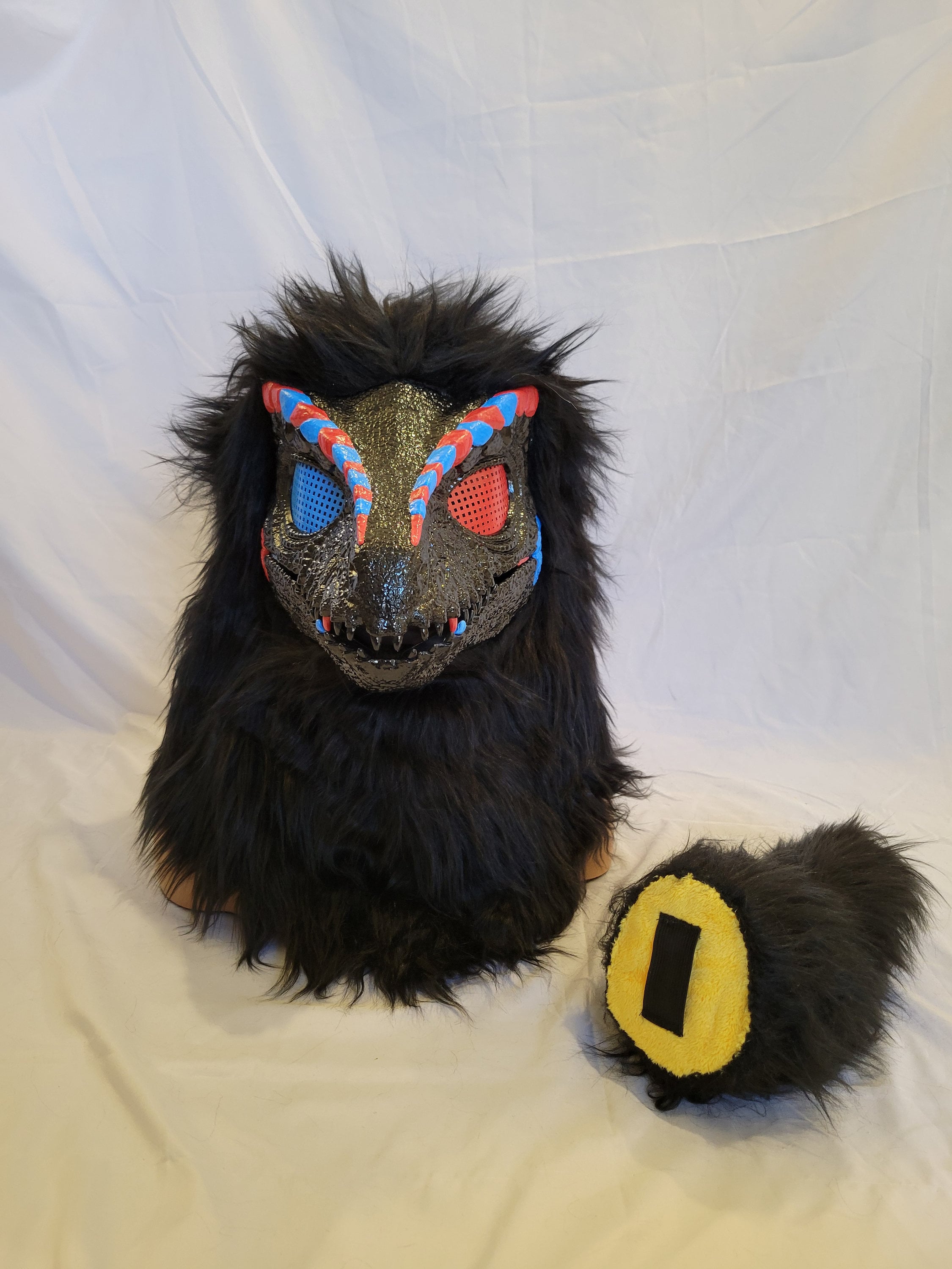 Dinosaur Mask Painted Furred - Etsy