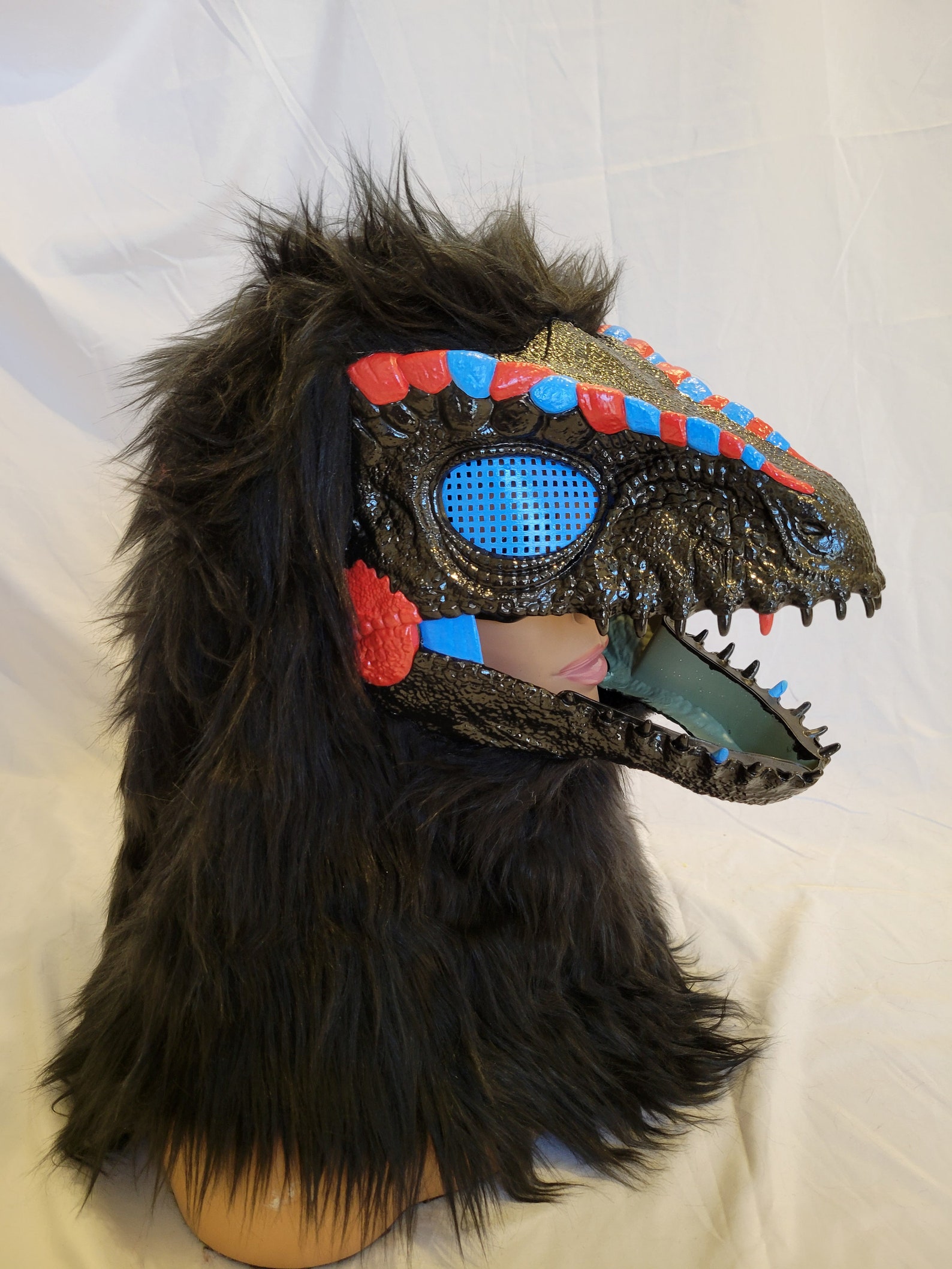 Dinosaur Mask Painted Furred - Etsy