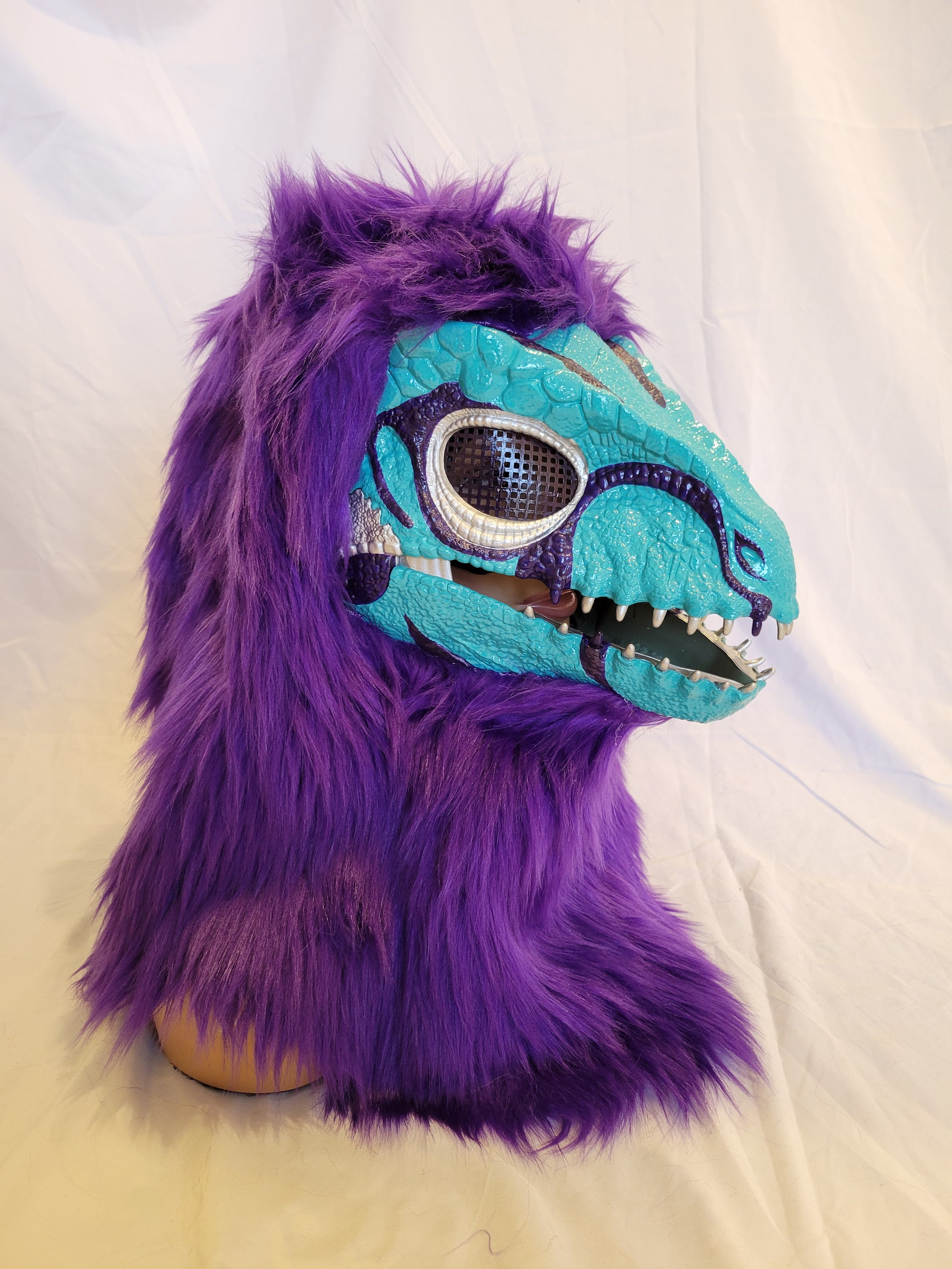 Dinosaur Mask Painted Furred - Etsy