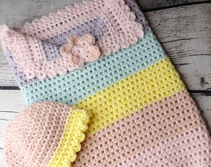Crochet Baby Cocoon With Hat/crochet Cuddle Cocoon/crochet Baby Bunting ...