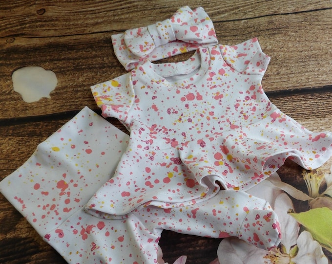 Preemie Clothes/preemie Shirt, Footed Pants and Headband Bow Set ...