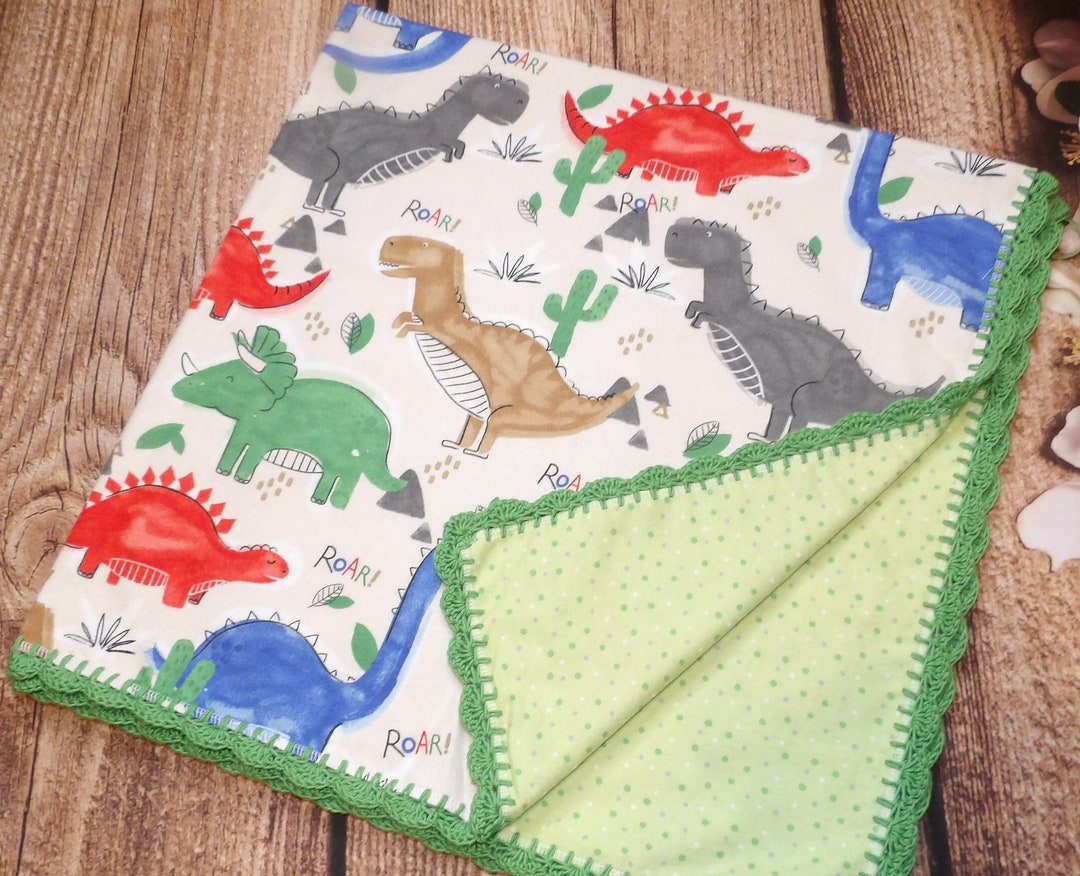 Flannel Receiving Blanket With Crochet Edge/crochet Trim/crochet Border ...