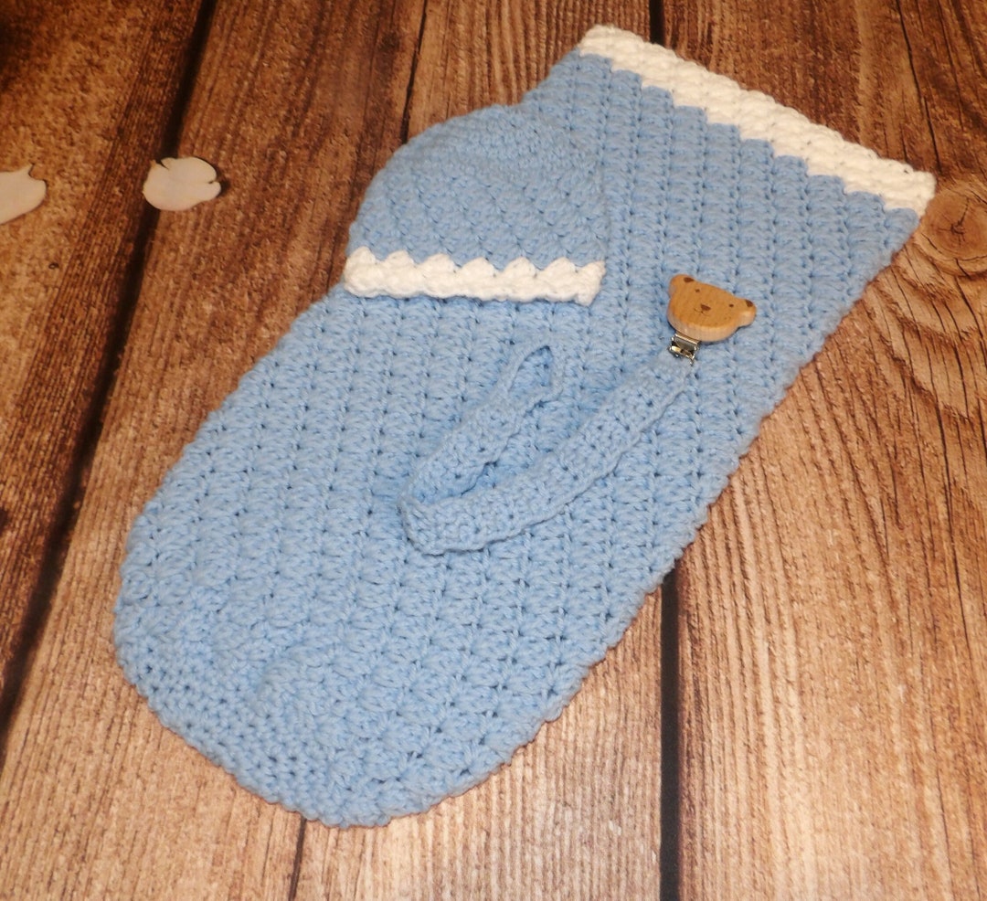 Crochet Baby Cocoon With Hat and Pacifier Clip/baby Boy Cocoon/baby ...