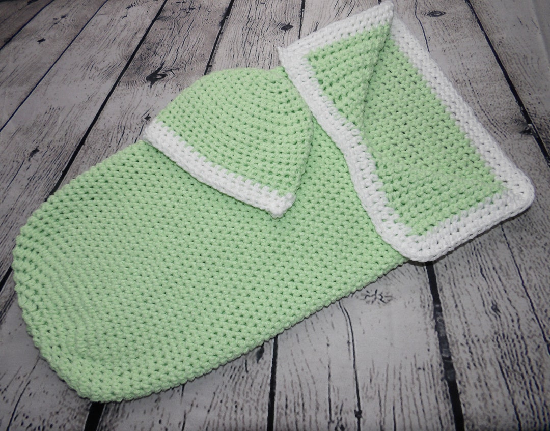 Crochet Baby Cocoon With Hat/crochet Cuddle Cocoon/crochet Baby Bunting ...