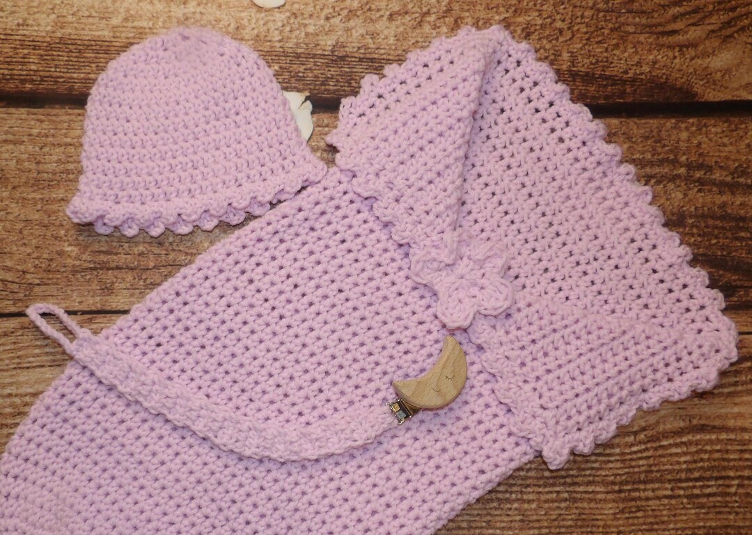 Crochet Baby Cocoon With Hat and Pacifier Clip/crochet Cuddle/crochet ...