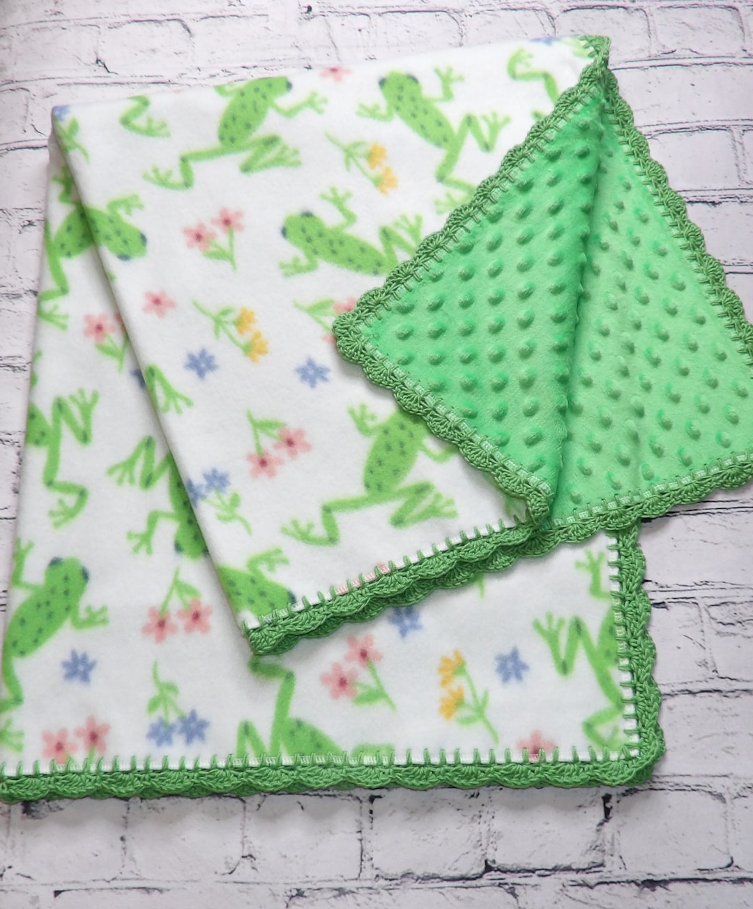 Minky Baby Blanket With Crochet Edge/crochet Border/crochet Trim/double ...