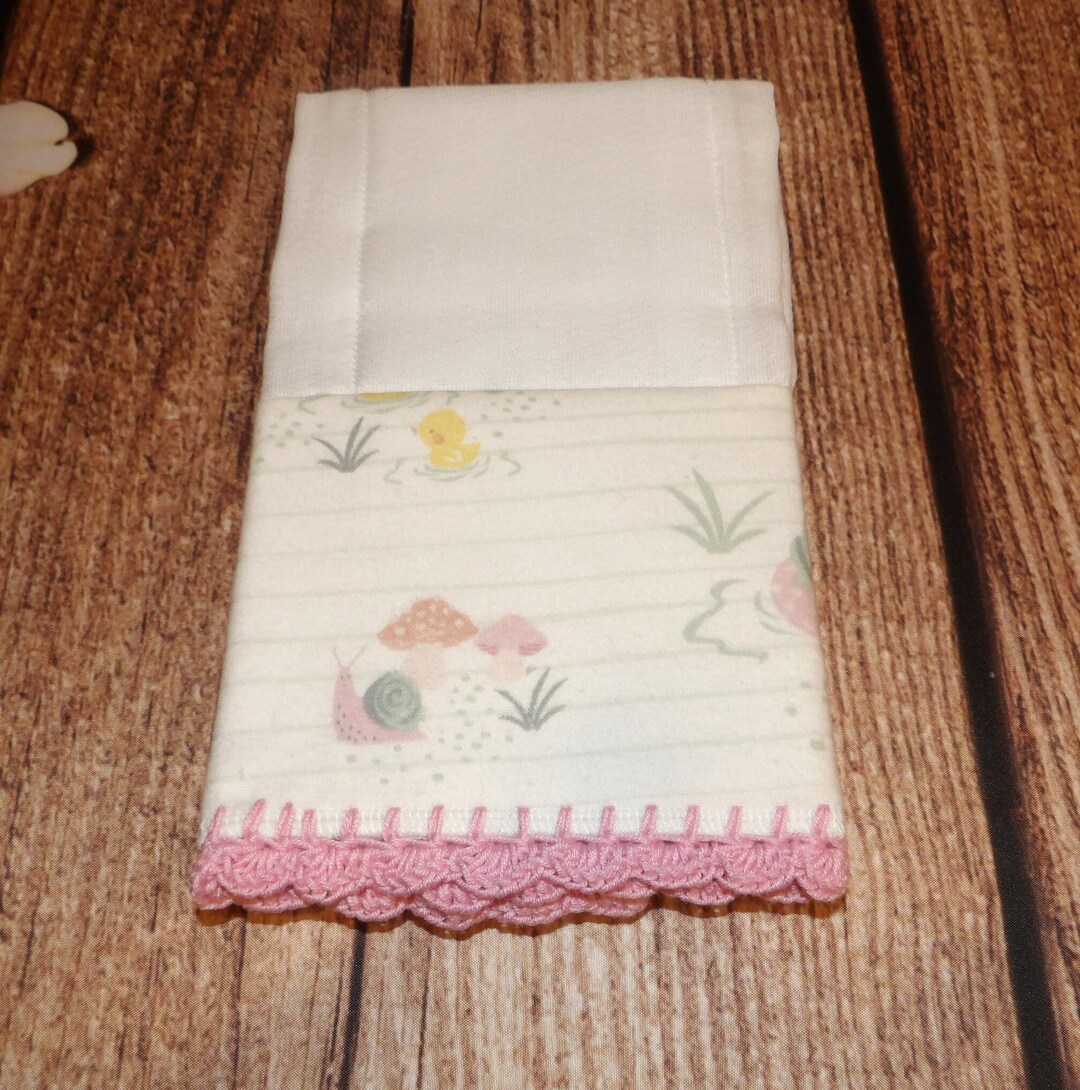 Crochet Edge Baby Boy or Girl Burp Cloth Set of 2/hemstitch Burp Cloth ...