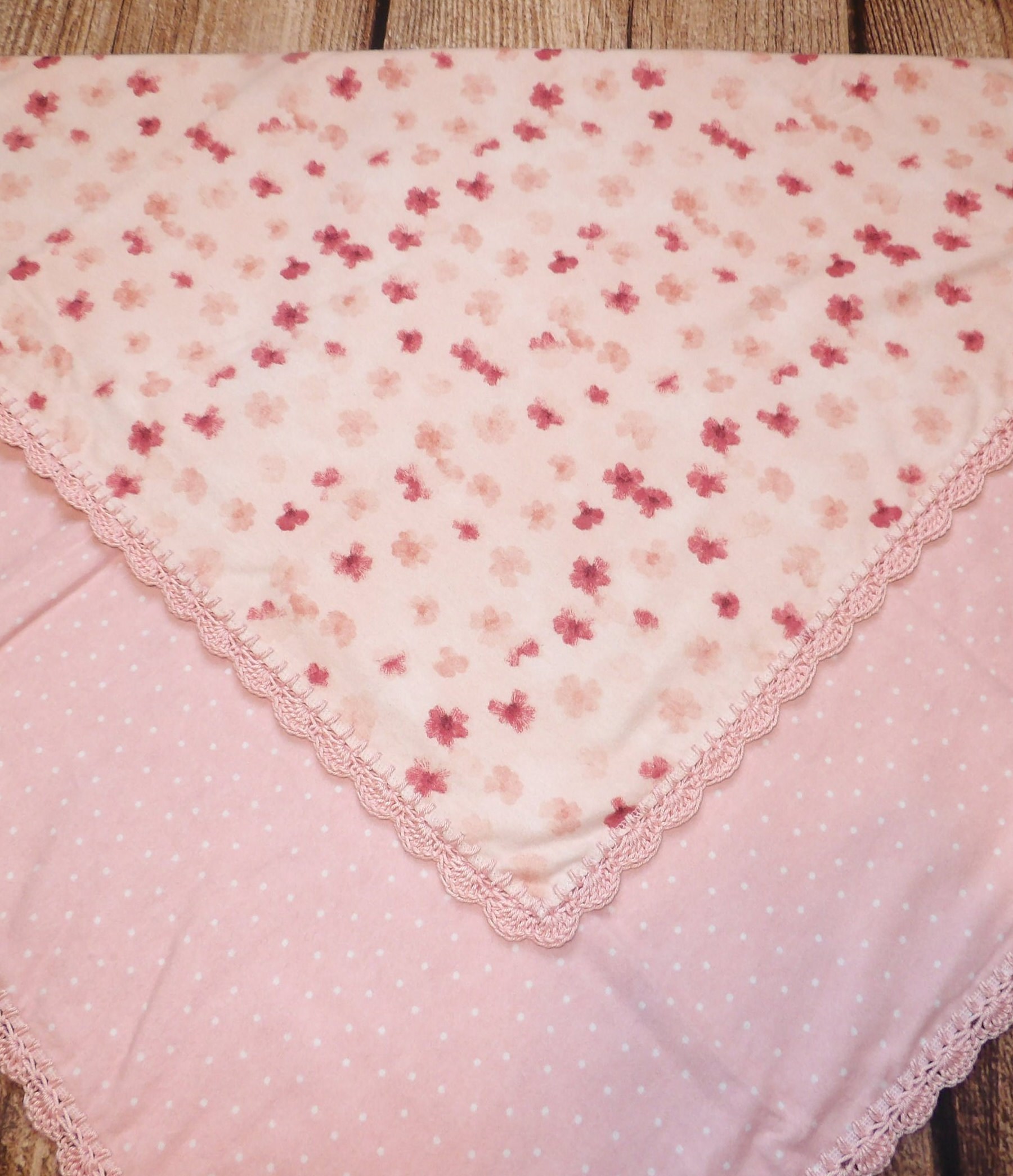 Flannel Receiving Blanket With Crochet Edge/crochet Trim/crochet Border ...