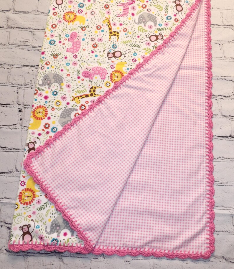 Flannel Receiving Blanket With Crochet Edge/crochet Trim/double-sided ...