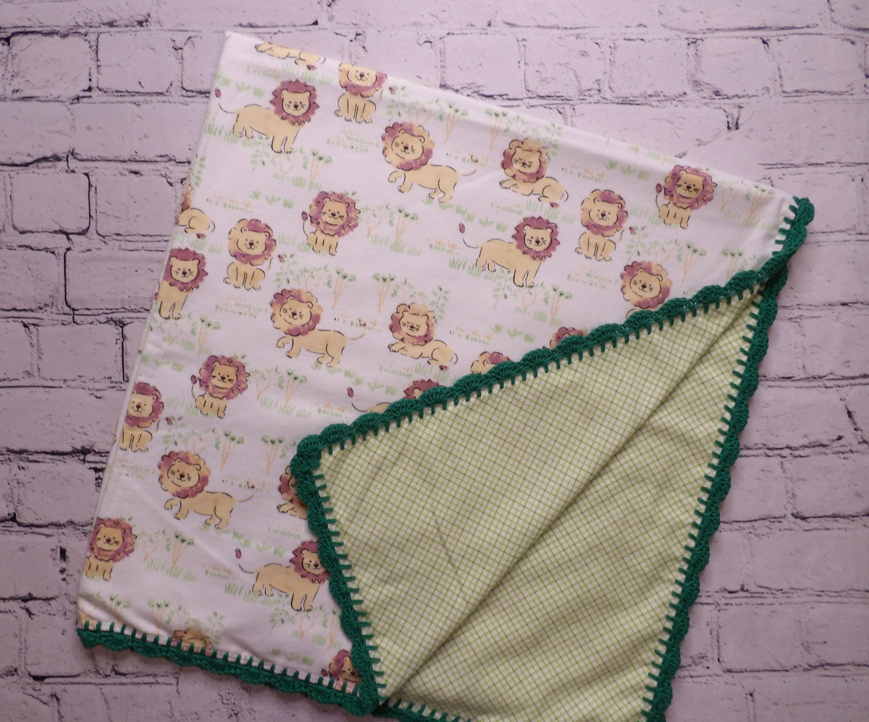 Flannel Receiving Blanket With Crochet Edge/crochet Edge Baby Blanket ...