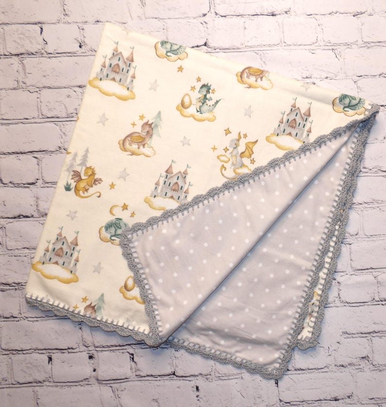 Flannel Receiving Blanket With Crochet Edge/crochet Trim/double-sided ...