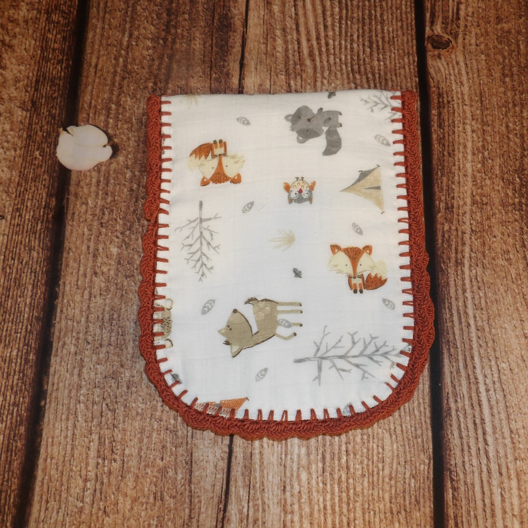 Boy or Girl Burp Cloth With Crochet Edge/muslin Burp Cloth With Crochet ...