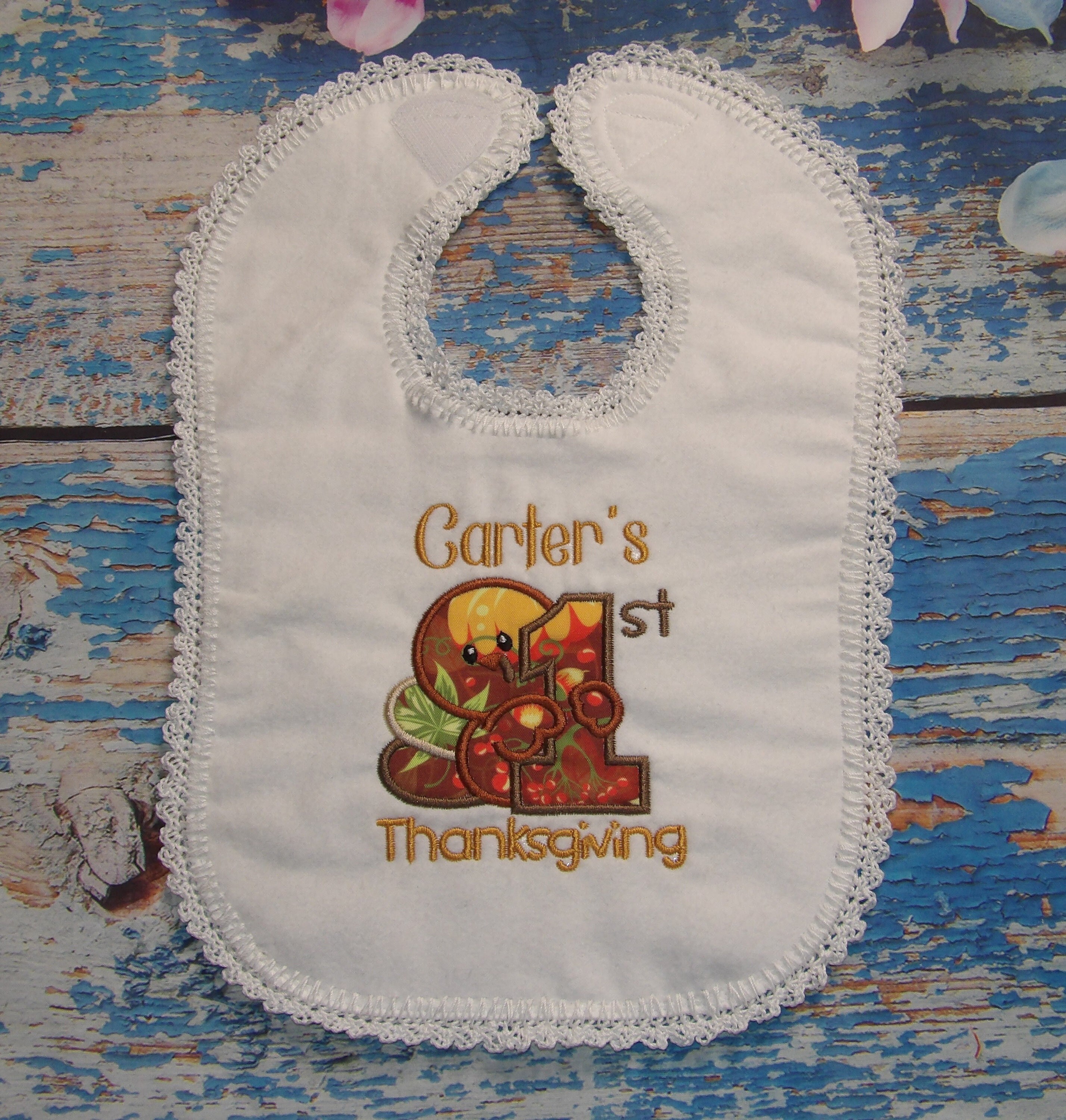 Personalized Baby 1st Thanksgiving Bib With Crochet - Etsy