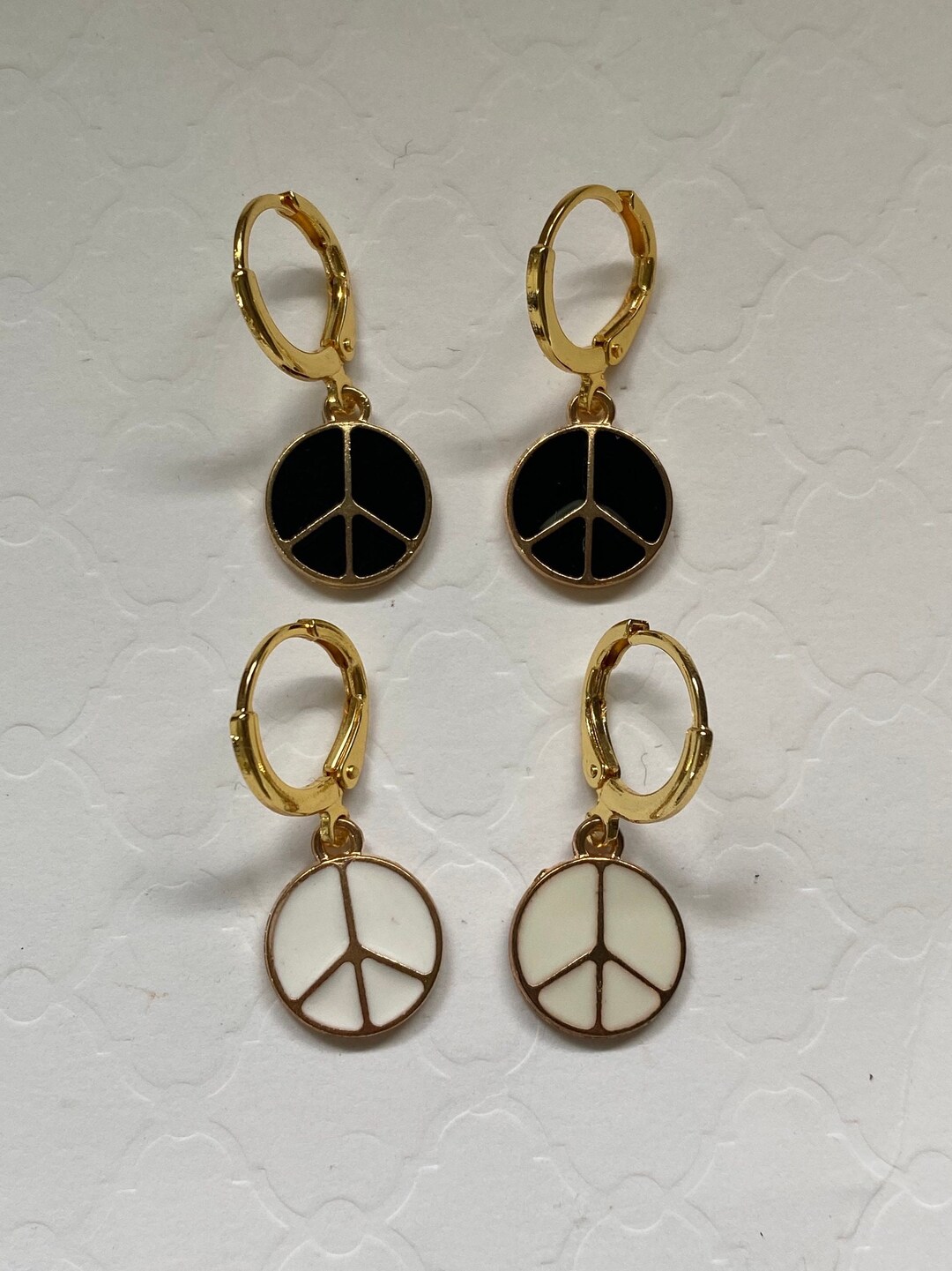 Peace Gold Huggies Earrings Peace Sign Gold Earrings - Etsy