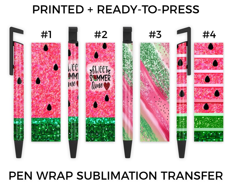 Glitter Watermelon Pen Wraps Sublimation Pen Wrap Transfer | Etsy